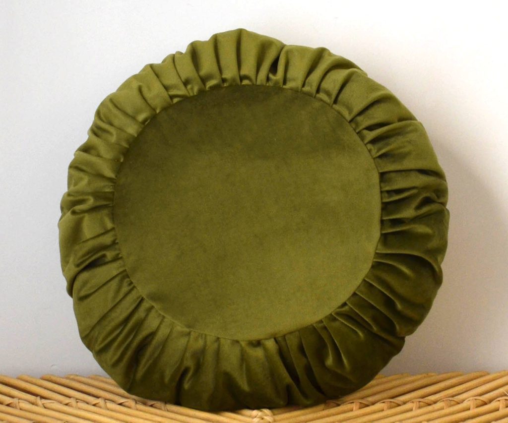 Coussin rond 45cm - FAIT MAIN en FRANCE - velours plissé - Maison Velvety